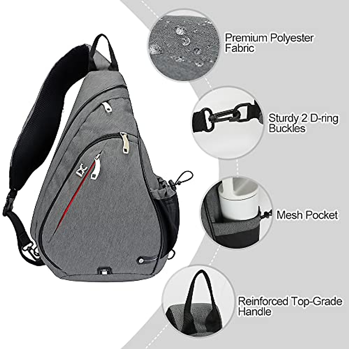 INOXTO Sling Bag, Multipurpose Crossbody Shoulder Bag for Men and Women (Dark grey)