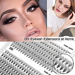 240 PCS Lash Clusters DIY Eyelash Extension 10D/20D Cluster Lashes C Curl 8-16mm Individual Eyelashes Cluster Lashes Wisps Reusable Mini Eyelash Cluster Eyelash Extensions at Home (10D/20D C 8-14mm)