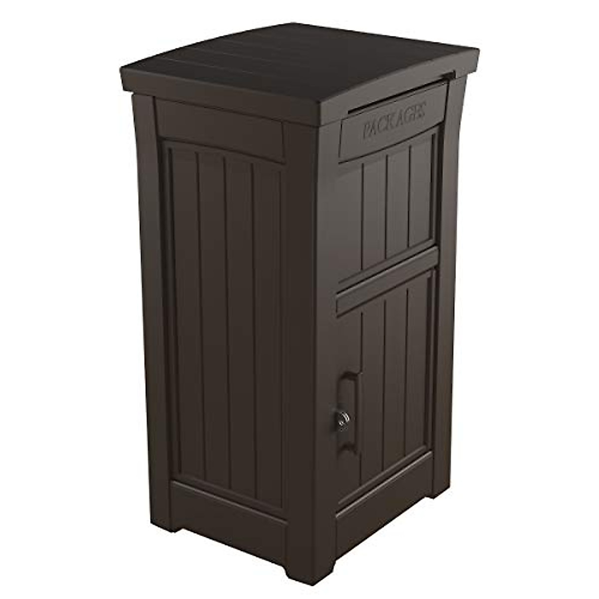 Keter Package Delivery Box for Porch with Lockable Secure Storage Compartment to Keep Packages Safe, Brown