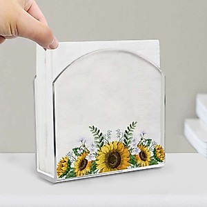 Acrylic Napkin Holder, Clear Napkin Holders for Tables Kitchen Restaurant Home Decor, Bar Accessories，Sunflower