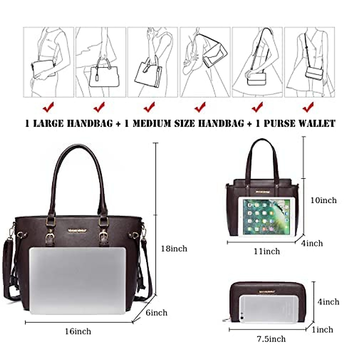 Montana West Purses and Handbags for Women Tote Purse and Wallet Set Shoulder Bag for Women 3pcs MWC3-C032WCF