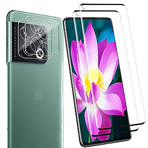 YRMJK 2+2 Compatible OnePlus 10 Pro Screen Protectors + Camera Lens Protectors, 3D Full Coverage 99% HD Clarity 9H Premium Tempered Glass Compatible OnePlus 10 Pro