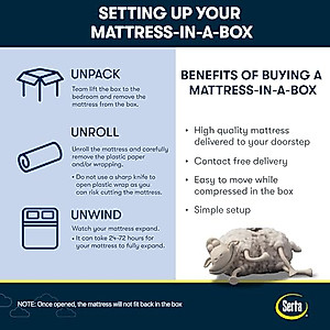 Serta - 7 inch Cooling Gel Memory Foam Mattress, King Size, Medium-Firm, Supportive, CertiPur-US Certified, 100-Night Trial - for Ewe White