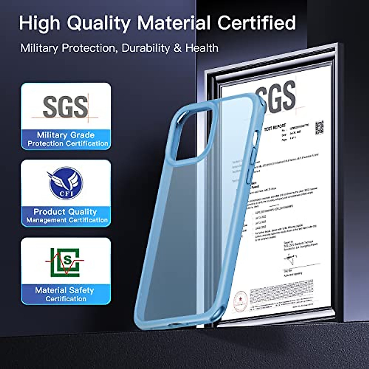 Alphex 8 Colors for iPhone 14 Pro Max Case, 12FT Military Grade Drop Protection, Silky & Non-Greasy Feel, Pocket Friendly, Thin Slim Phone Cover for Men Women 6.7 Inch (8 Colors) - Sierra Blue