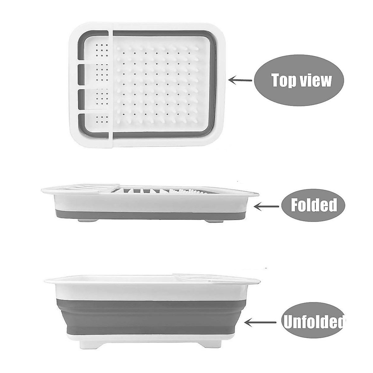 LLygezze Collapsible Drying Dish Storage Rack, Dish Drainer Dinnerware Basket for Kitchen Counter RV Campers Portable Dinnerware Organizer