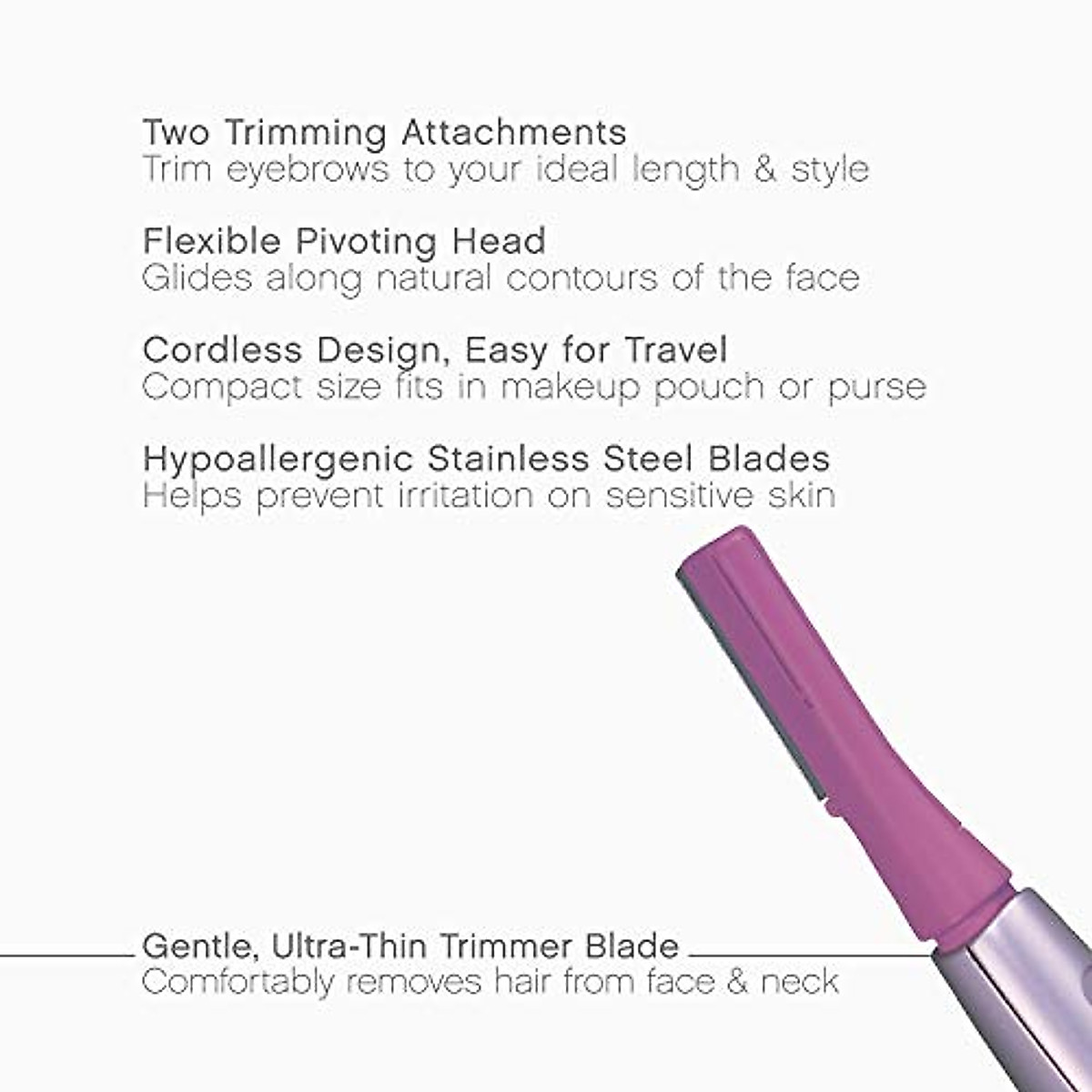 Panasonic Women’s Facial Hair Remover and Eyebrow Trimmer with Pivoting Head, Includes 2 Gentle Blades for Brow and Face and 2 Eyebrow Trim Attachments, Battery-Operated – ES2113PC