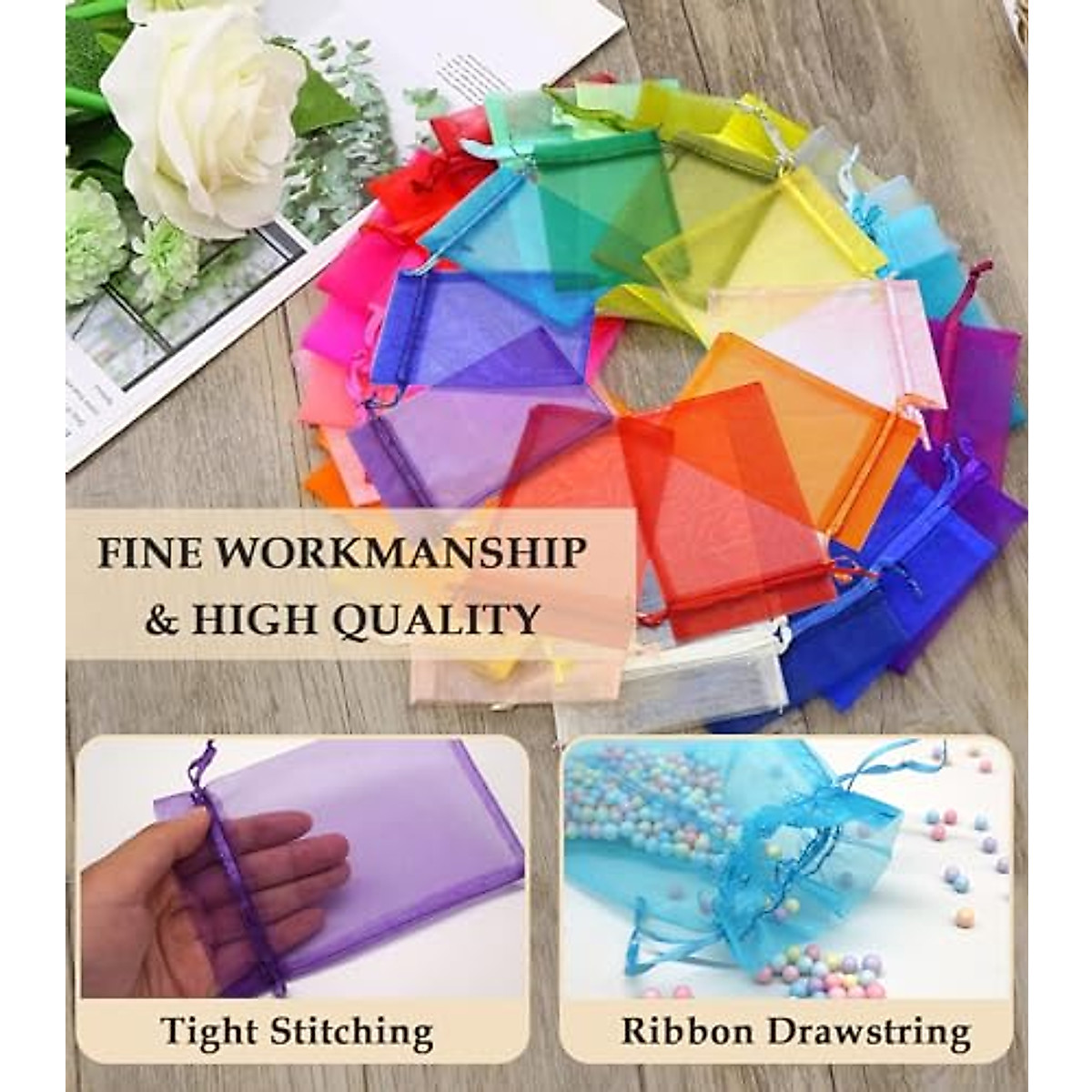 Luceinvita 100pcs Organza Bags 3x4 Inch Small Favor Bags Organza Drawstring Gift Bags Pouches for Wedding Candy Party Baby Shower (Green)