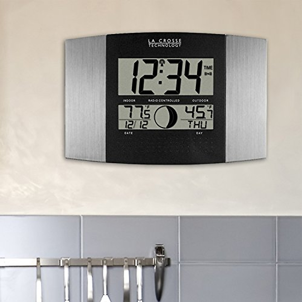 La Crosse Technology WS-8117U-IT-AL Atomic Wall Clock with Indoor/Outdoor Temperature