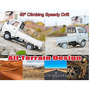 Apawband WPL D12 RC Car 1/10 RC Drift Car RTR Remote Control Car, Kei Truck Crawler Off Road 2.4G with Proportional Throttle Steering 260 Motor Rear Drive Hobby Grade Toy Adult Age 16+