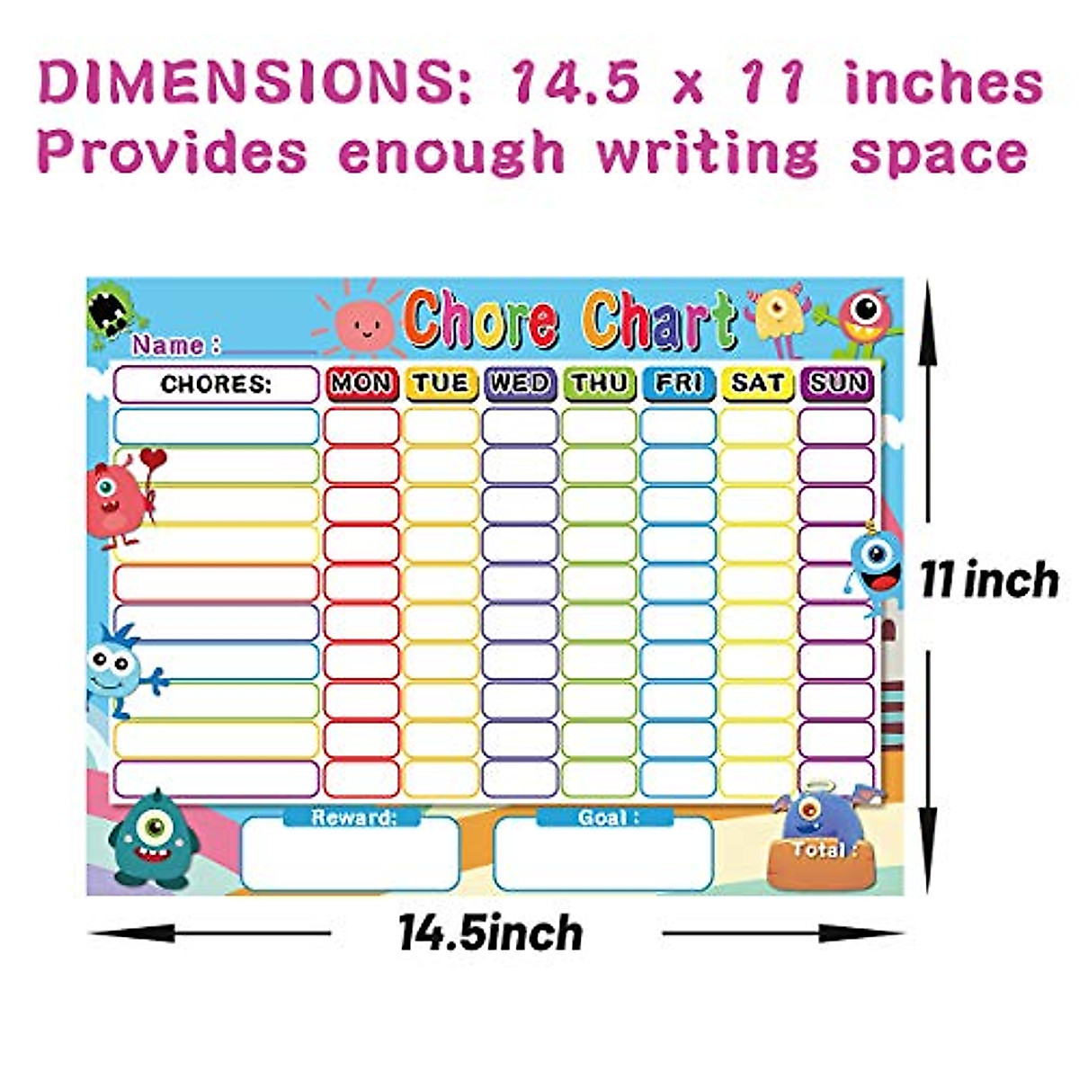 Dry Erase Chore Chart for Kids Reward Chart Reusable Self-Adhesive Behavior Chart for School Home Classroom 8 Pack