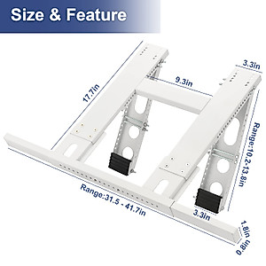 Window Air Conditioner Support Bracket, Universal Ac Window Bracket No Drilling and Tools Required, Heavy Duty Steel Holds Up to 220lbs, Fits Single Or Double Hung Windows, with Installation Manual