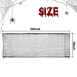 Watayo 500x39 Inch Large Size Halloween Creepy Cloth-Halloween Black Scary Spooky Cloth-Windows Doorways Cover Gauze for Halloween Party Haunted House Decor