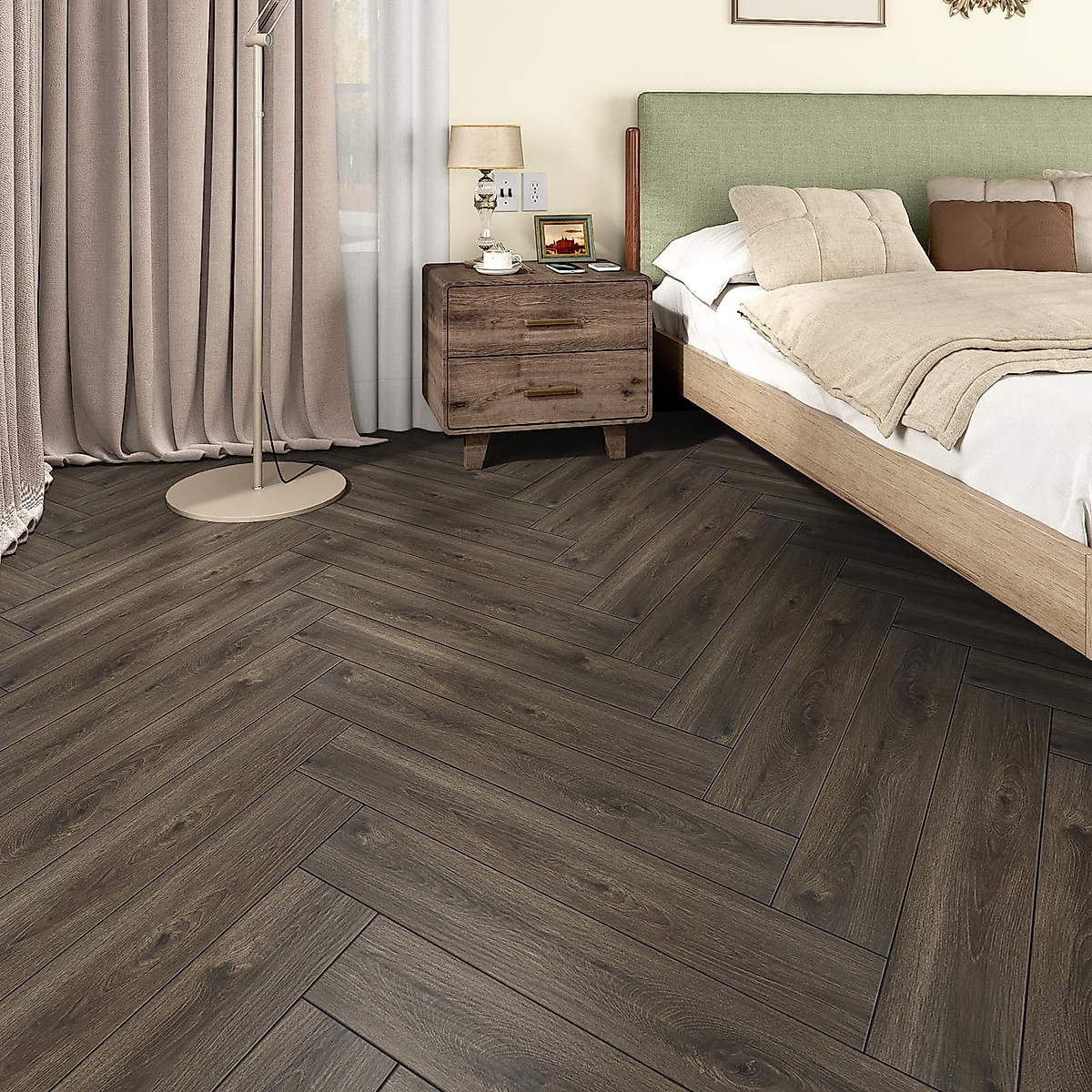 STICKEEP Peel and Stick Waterproof Vinyl Flooring - 24 Pack 6 x 36 in Kitchen & Bathroom Roll-on Floor Tiles