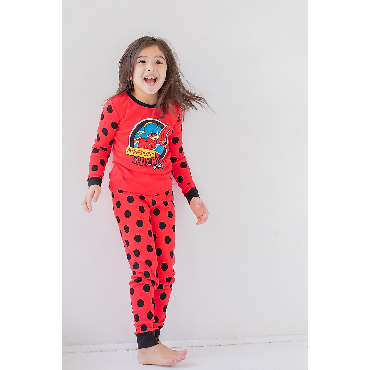 Miraculous Ladybug Big Girls Breathable Pullover Pajama Shirt & Pajama Pants Red 10-12