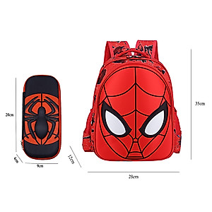 2Pcs Backpacks, 3D Printed Cute Cartoon Bags, Durable Waterproof Travel Daypack 14 Inches Red