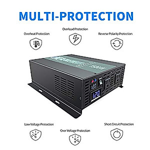 WZRELB 1500W Continuous Pure Sine Wave Inverter DC 12V to AC 120V Car Power Inverter with Dual AC Outlets