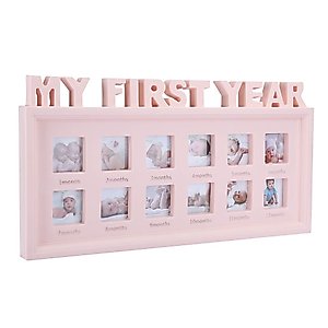Collage Photo Frame for Baby First Year Keepsake,Baby's Firsts Keepsake Picture Display Photos Frame,Gift for Mom to Be or Expecting Parents for Baby Newborn 1st Birthday Gift Memory
