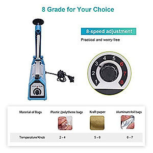 Konmee 8 Inches Impulse Commercial Bag Sealers Heat Sealing Machine for Mylar Cereal Plastics Polythene Bags with One Repair Kit
