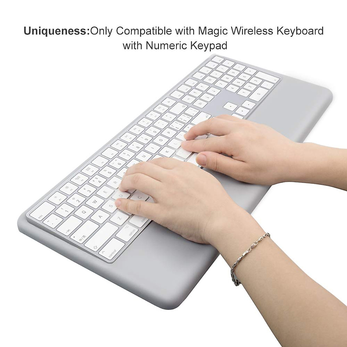Vaydeer Wrist Rest Ergonomic Keyboard Stand Compatible with Wireless Magic Keyboard 2 with Numeric Keypad (Gray Silicone)