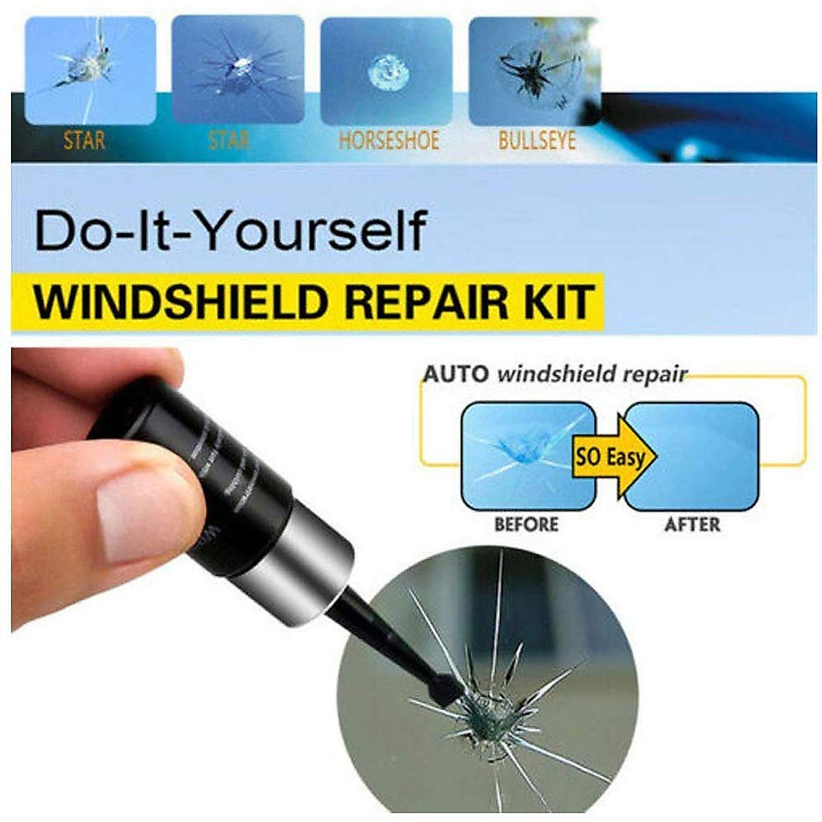 Automotive Glass Nano Repair Fluid-Car Windshield Repair Resin Cracked Glass Repair Kit,Glass Corrector Set, Crack Repairing for Car