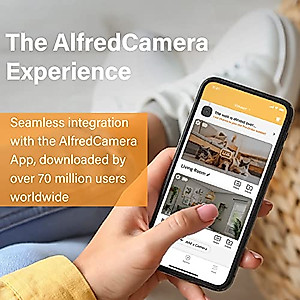 AlfredCamera Indoor Security Bullet Camera (White) - AlfredCam, Plug-in Baby Monitor/Pet Cam- 1080P, Night Vision, Wide-Angle View, Continuous Recording & Stick-On Mount - Works with Alfred Camera App