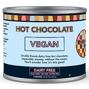 Double Donut Dairy Free Hot Chocolate Mix, Non Dairy Instant Vegan Hot Chocolate Mix, 12 Ounce