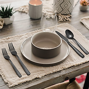 60-Piece Black Silverware Set for 12, HaWare Stainless Steel Flatware with Mellow and Full Square Handle, Cutlery Set for Home Kitchen, Include Fork Knife Spoon, Matte Finish, Dishwasher Safe