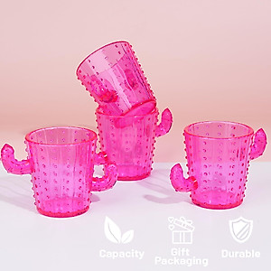 ZZYFGH Plastic Cactus Shot Glasses(Set of 12), 2 Oz Pink Cute Cactus Tequila Glasses for Western, Bachelorette, Cinco de Mayo, Tequila, Fiesta Themed Party Supplies