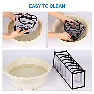 3Pcs Wardrobe Clothes Drawer Organizer Compartment Storage Box Washable Closet Drawer Organizers Grids Foldable Visible Closet Organizer Mesh Separation Box for Jeans, T-Shirt, Leggings, Skirts, etc
