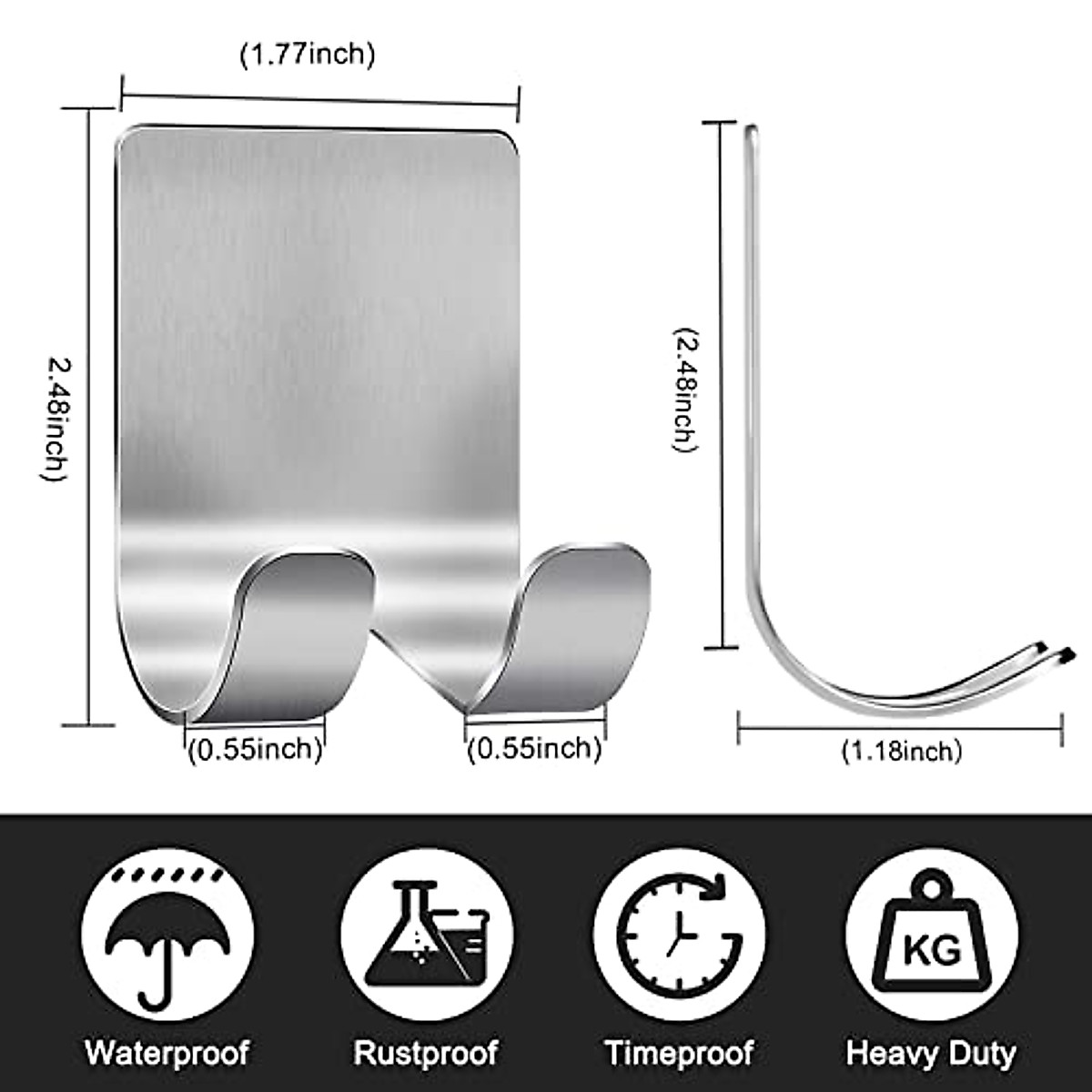 Stondino 6 Pcs Adhesive Hooks Command Hooks for Hanging Towel Hooks Command Strips Heavy Duty Shower Hooks for Inside Wall Hooks for Hanging Coat Hat Robe Hook Rack Wall Bedroom Kitchen