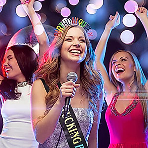 Birthday Crown Birthday Queen Birthday Sash for Women Birthday Headband Happy Birthday Queen Crown for Girls & Woman Fall Birthday Girl Tiara Headband Colorful