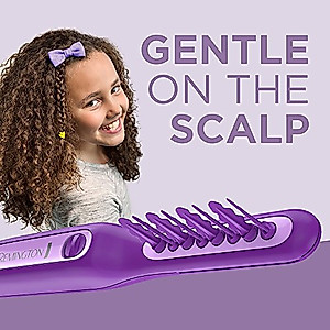 Remington DT7432 Wet or Dry Tame The Mane Electric Detangling Brush with Brush Cover, Adults & Kids, (Batteries Included), Purple, 1 Count