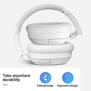 Eonome-Active-Noise-Cancelling-Headphones - S3 ANC Headphones - Hybrid Wireless Over-Ear Bluetooth Headphones with Mic,Multiple Modes,40H Playtime,Comfortable Protein Earcups(White)
