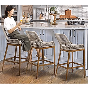 US Furnishing Indoor & Outdoor Weatherproof Bar Stools, Bar Stool 25' Counter Height Indoor & Outdoor Waterproof Hand-Crafted Stool, Gray.brown, (7890-cc)