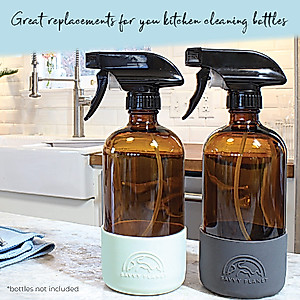 SAVVY PLANET Replacement Black Plastic Trigger Spray Bottle Nozzles - Fits 8oz / 16oz glass or plastic bottles with 28/400 Neck Thread Size - Mist Spray or Stream for Cleaning Products, etc - 4 Pack