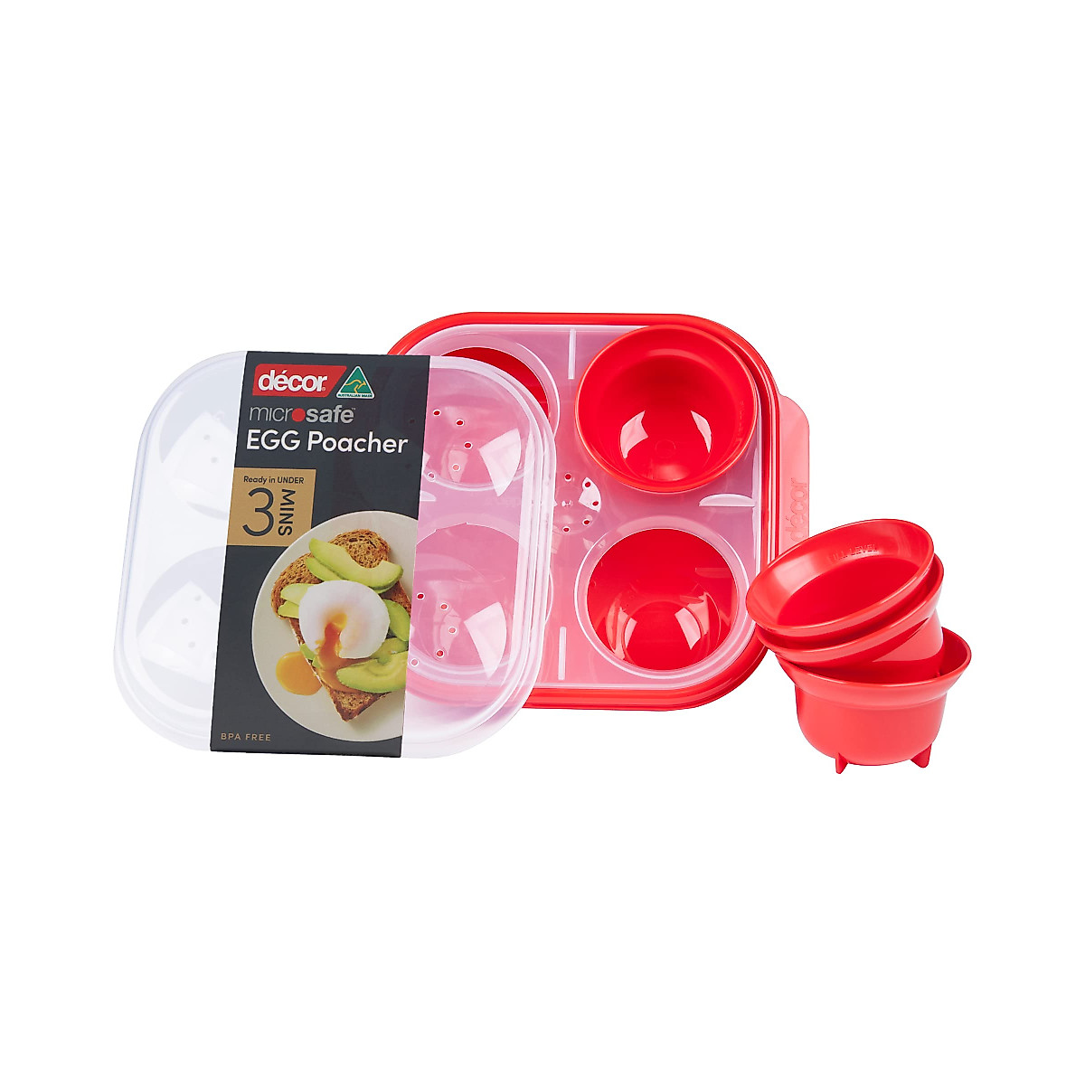 Decor Microsafe Egg Poacher One Size Red
