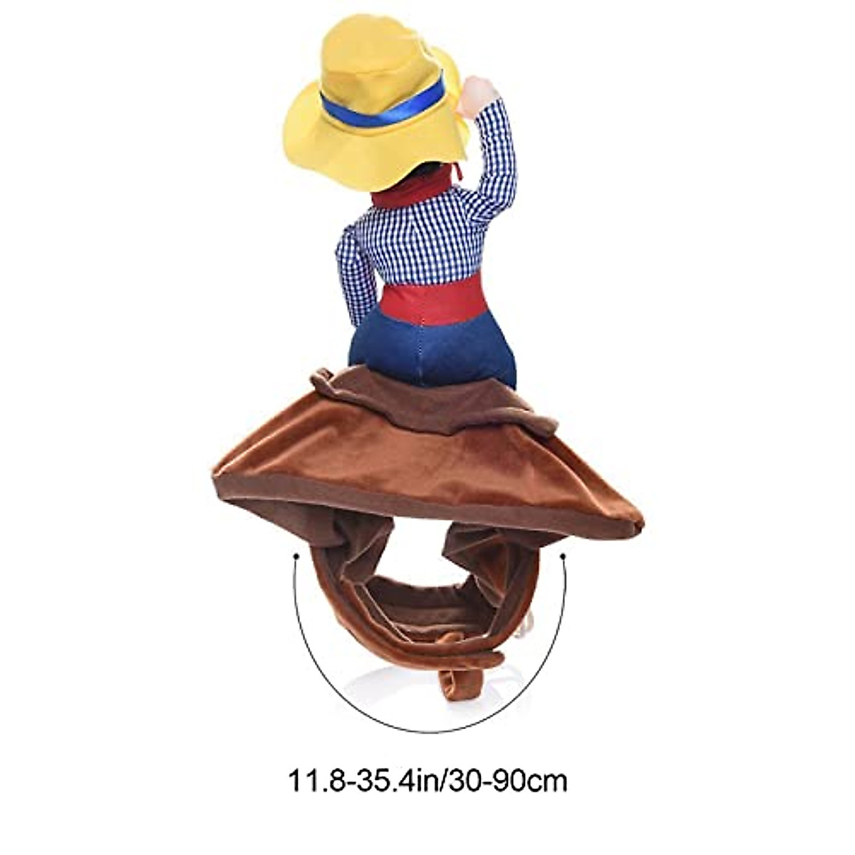 KSIEE Dog Cowboy Costume, Polyester Fiber Dog Cowboy Rider Outfit with Loop Fasteners, Dogs Clothes Knight Style with Doll and Hat for Halloween Christmas New Year Pet Costume (Small)