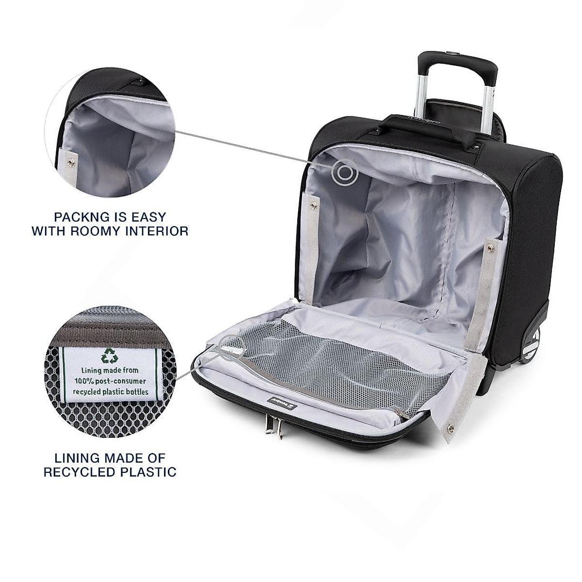 Travelpro Maxlite 5 Softside Lightweight Rolling Underseat Tote Upright 2 Wheel Bag, Men and Women, Black, 16-Inch