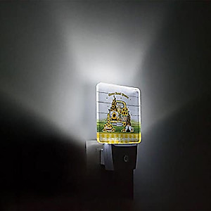 Plug-in Night Light,Gnome Sunflower Truck Yellow Plaid Wall LED Lamp with Sensor Auto Dusk to Dawn Sensor,Farm Green Grass Rustic Plank Nightlights for Bedroom Bathroom Kitchen Hallway Stairs Decor