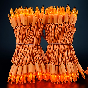 YULETIME Orange LED Christmas Lights, 66 Feet, 200 Count, UL Certified, Commercial Grade, Indoor/Outdoor Use