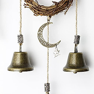 Witch Bells Witchcraft Decor Gifts Magic Pagan Wall Home Room Door Knob Decorative Protection Kitchen Witches Runes Wiccan Altar Supplies (Hemp Rope 3 Bells)