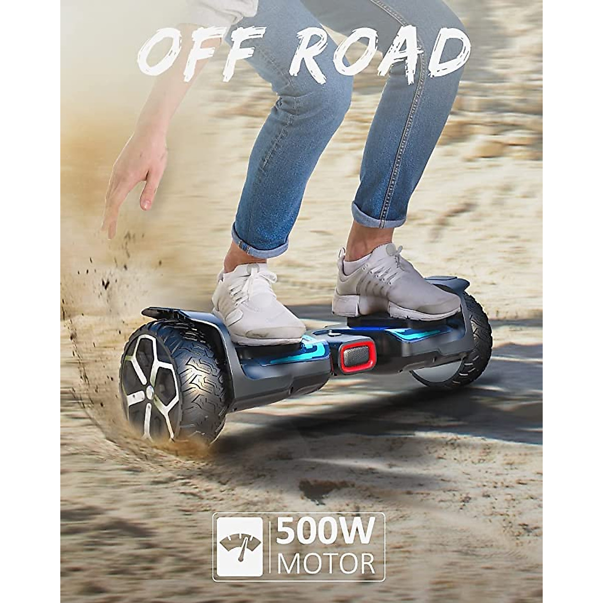 Gyroor Hoverboard for Adults and Kids,700W Motor & Solid Tires,Off Road All Terrian,Hoverboard for Adults Twith Bluetooth Speaker & LED Lights, UL2272 Certificated