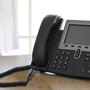 KINXIYU Telephone Handset Cord Detangler 1 Set, 1 Pack Landline Handset Cord Cable (7.5Ft Uncoiled, 1.5 Ft Coiled) and 1 Pack Anti-Tangle Telephone Cord Untangler 360 Degree Rotating Swivel Cord