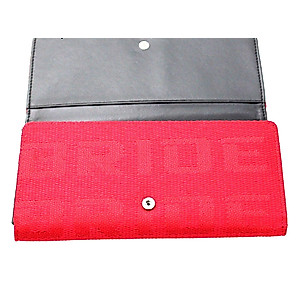 JDM WOMENS BRIDE RACING FABRIC TRIFOLD RED WALLET LEATHER GRADATION FEMALE+Key