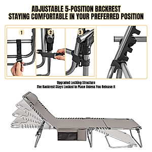 Heavy Duty Tanning Chair with Face Hole Adjustable 5-Position Folding Chaise Lounge Chairs for Outside Portable Lay Flat Beach Lounge Chair for Outdoor Sunbathing Patio Pool Lawn Camping Deck Poolside