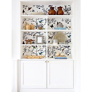 Orainege Peel and Stick Wallpaper Black and White Floral Wallpaper Self Adhesive Removable Wallpaper Floral Contact Paper Mural Wall Decorative 15.7in x118.1in