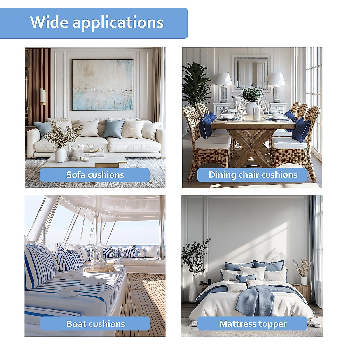 GoTo Foam 3" Height x 24" Width x 72" Length 44ILD (Firm) Upholstery Cushion