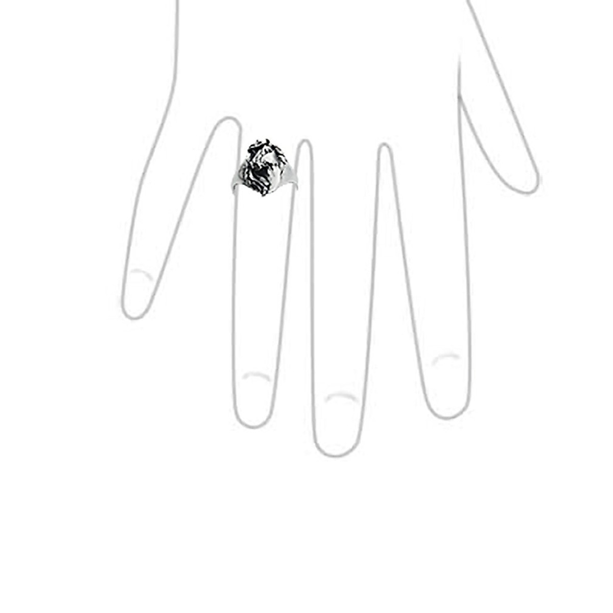 Silvershake 925 Sterling Silver Horse Ring Size 10