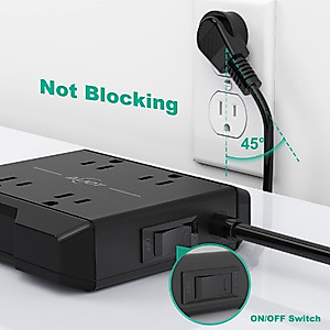 AiJoy Power Strip with USB C, 4 Outlets 4 USB Ports (20W-USB C) Desktop Charging Station, Flat Plug Power Strip, 5ft Extension Cord, Non Surge Protector for Travel, Cruise Ship