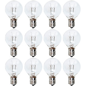 BlueStars Premium G30 E12 20W Bulbs for Middle Size Scentsy Warmers, Dimmable G30 Globe E12 Candelabra Base Clear Light Bulbs for Candle Wax Warmer - Pack of 12